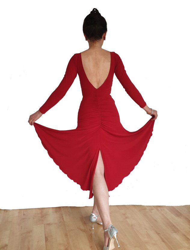 Open back Tango dress with ruching - Various colours | ZEM DancesportUK